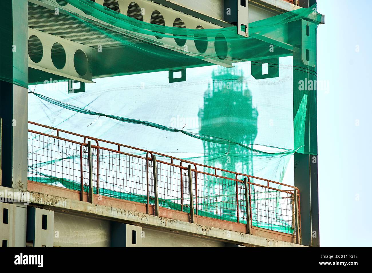 Blackpool Tower seen trough gap in new building construction Stock ...