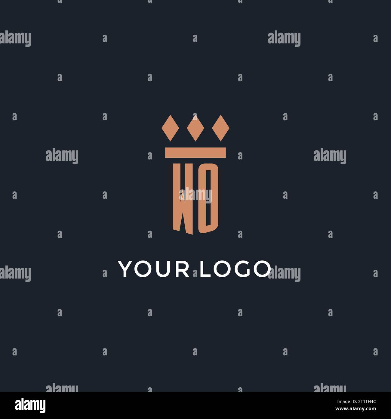 WO logo initial with pillar icon design, luxury monogram style logo for ...