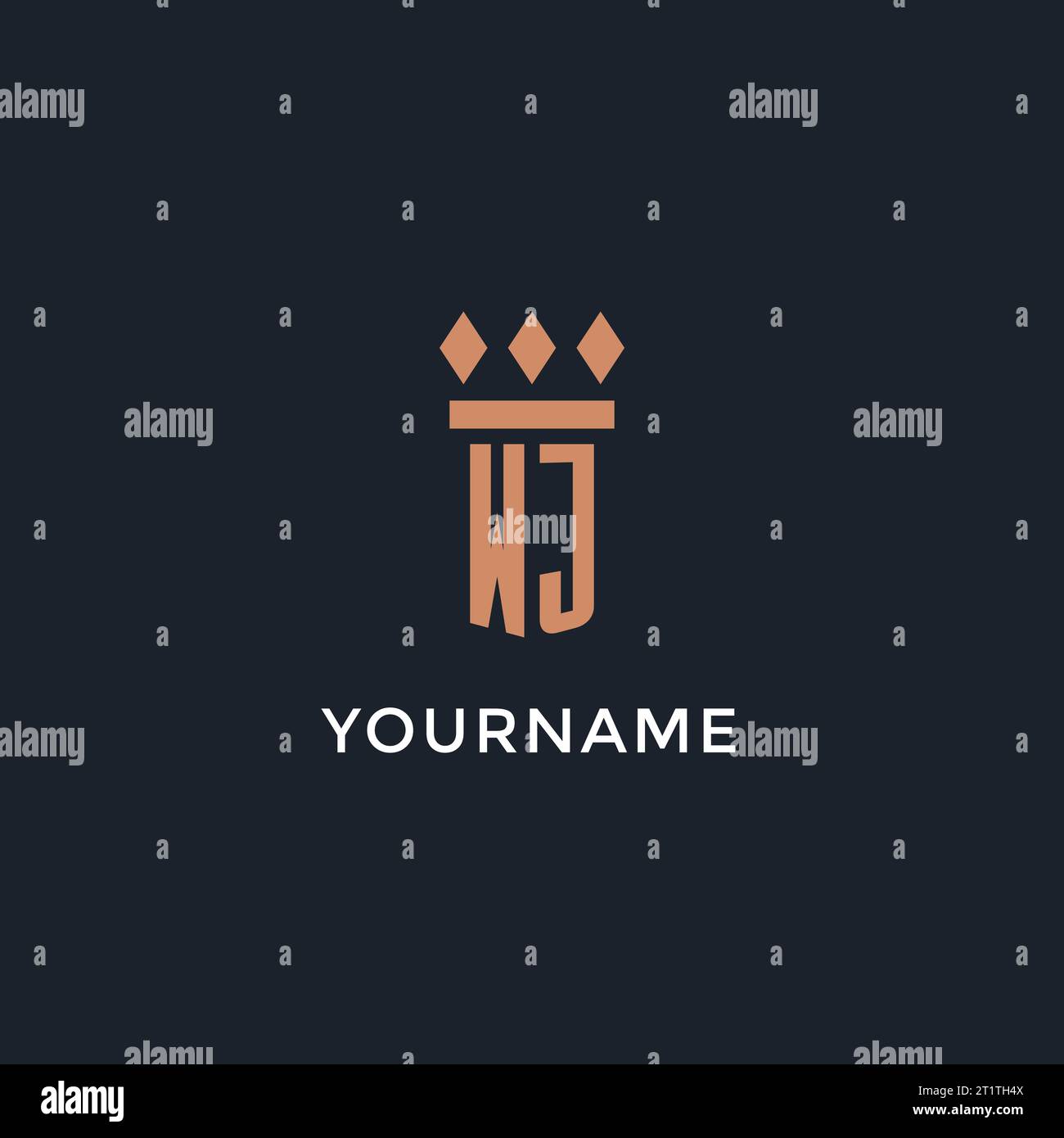 WJ logo initial with pillar icon design, luxury monogram style logo for law firm and attorney ...
