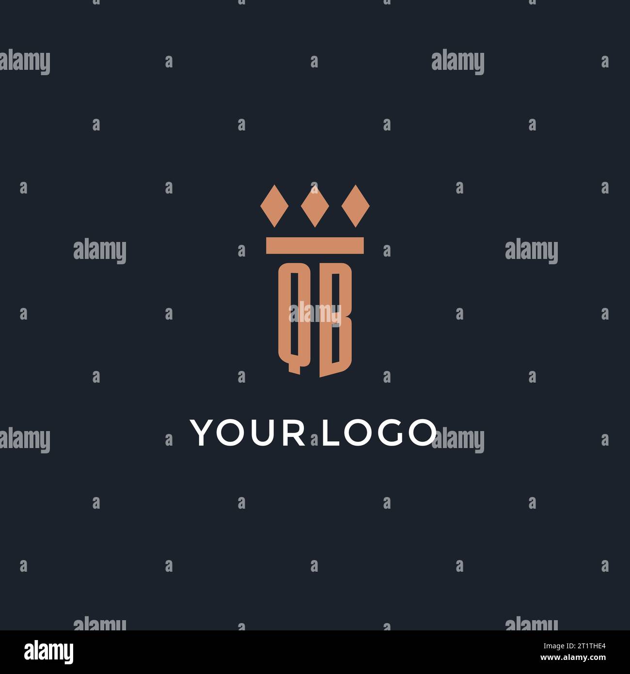 QB logo initial with pillar icon design, luxury monogram style logo for ...