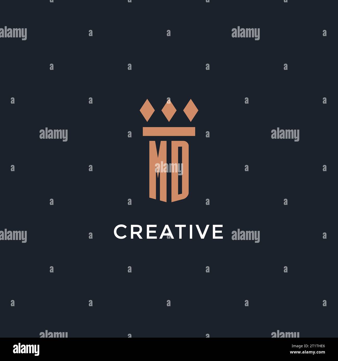 MD logo initial with pillar icon design, luxury monogram style logo for ...