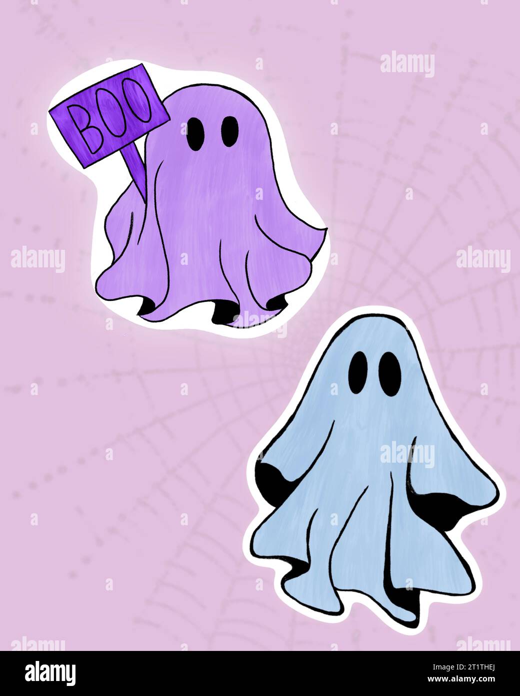 Cute Halloween stickers with a creepy ghost. Happy ghosts characters ...