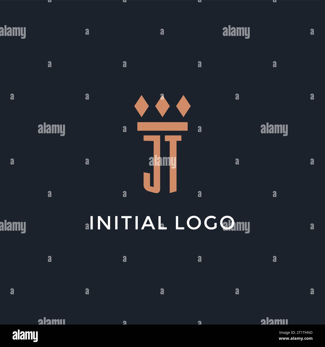 JT logo initial with pillar icon design, luxury monogram style logo for ...