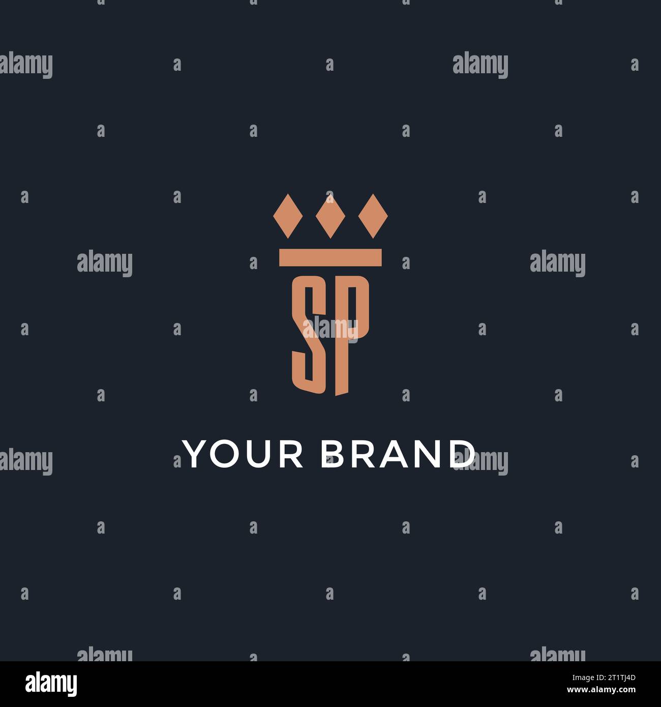 SP logo initial with pillar icon design, luxury monogram style logo for ...