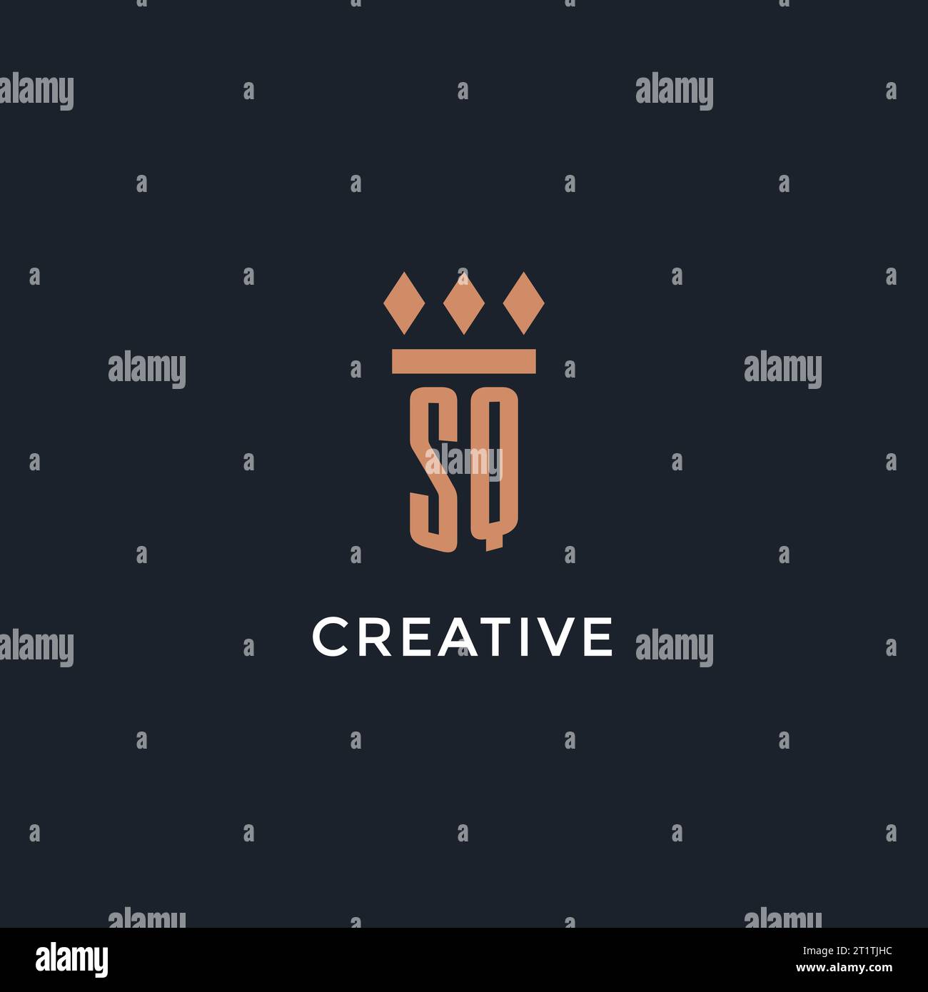 SQ logo initial with pillar icon design, luxury monogram style logo for ...