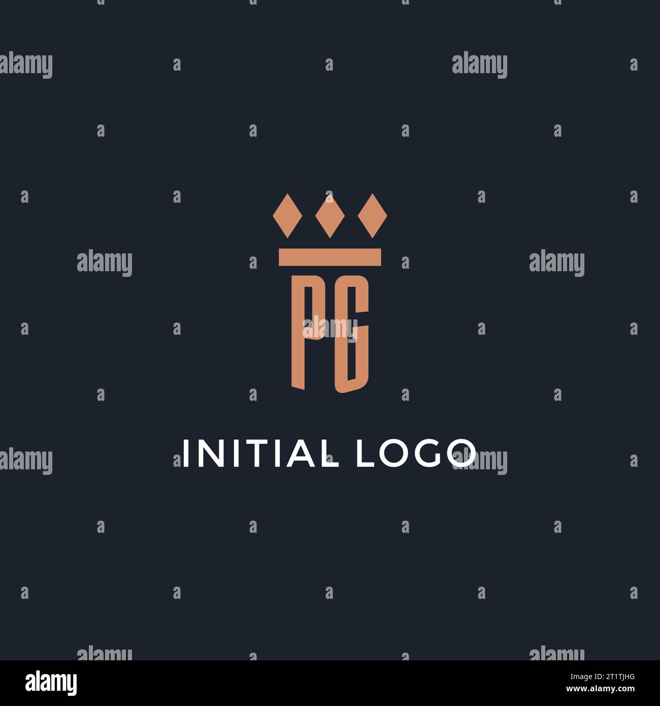 PG logo initial with pillar icon design, luxury monogram style logo for ...