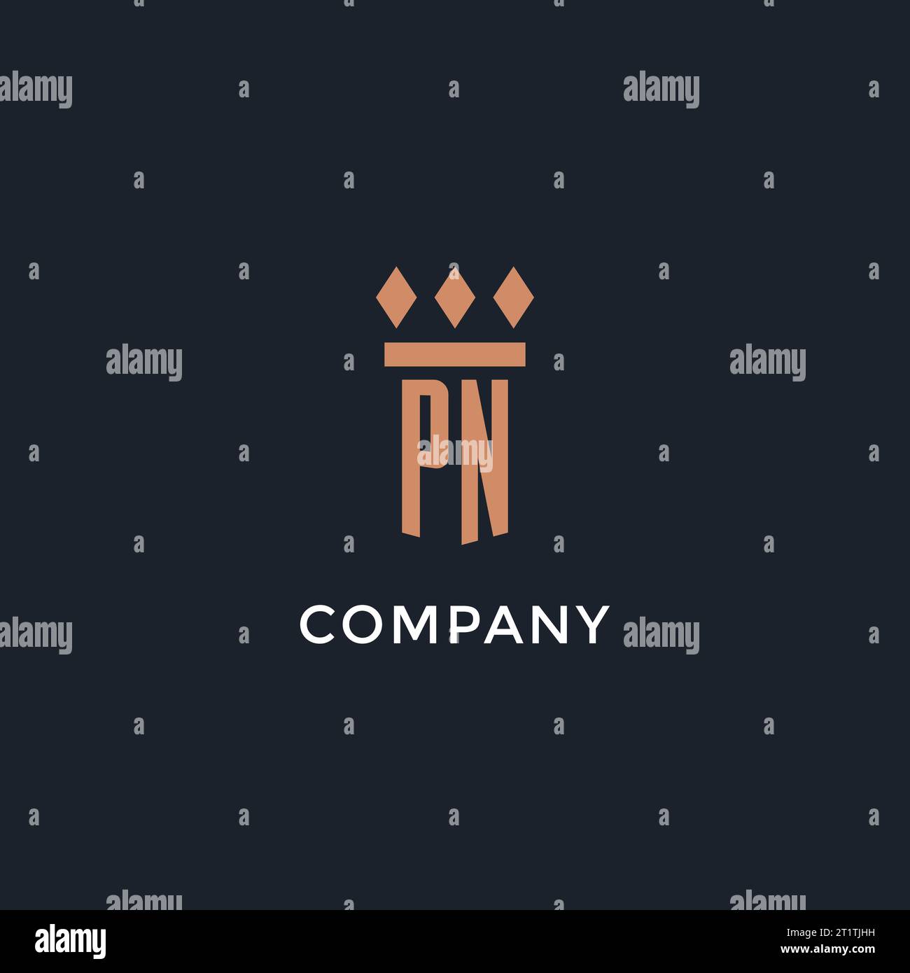 PN logo initial with pillar icon design, luxury monogram style logo for ...