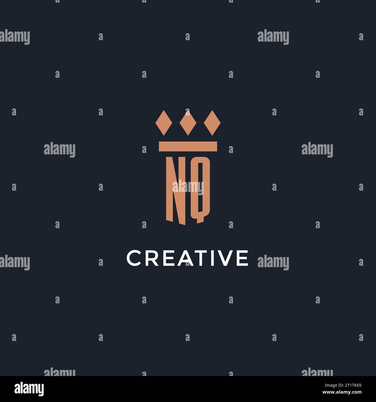 NQ logo initial with pillar icon design, luxury monogram style logo for ...