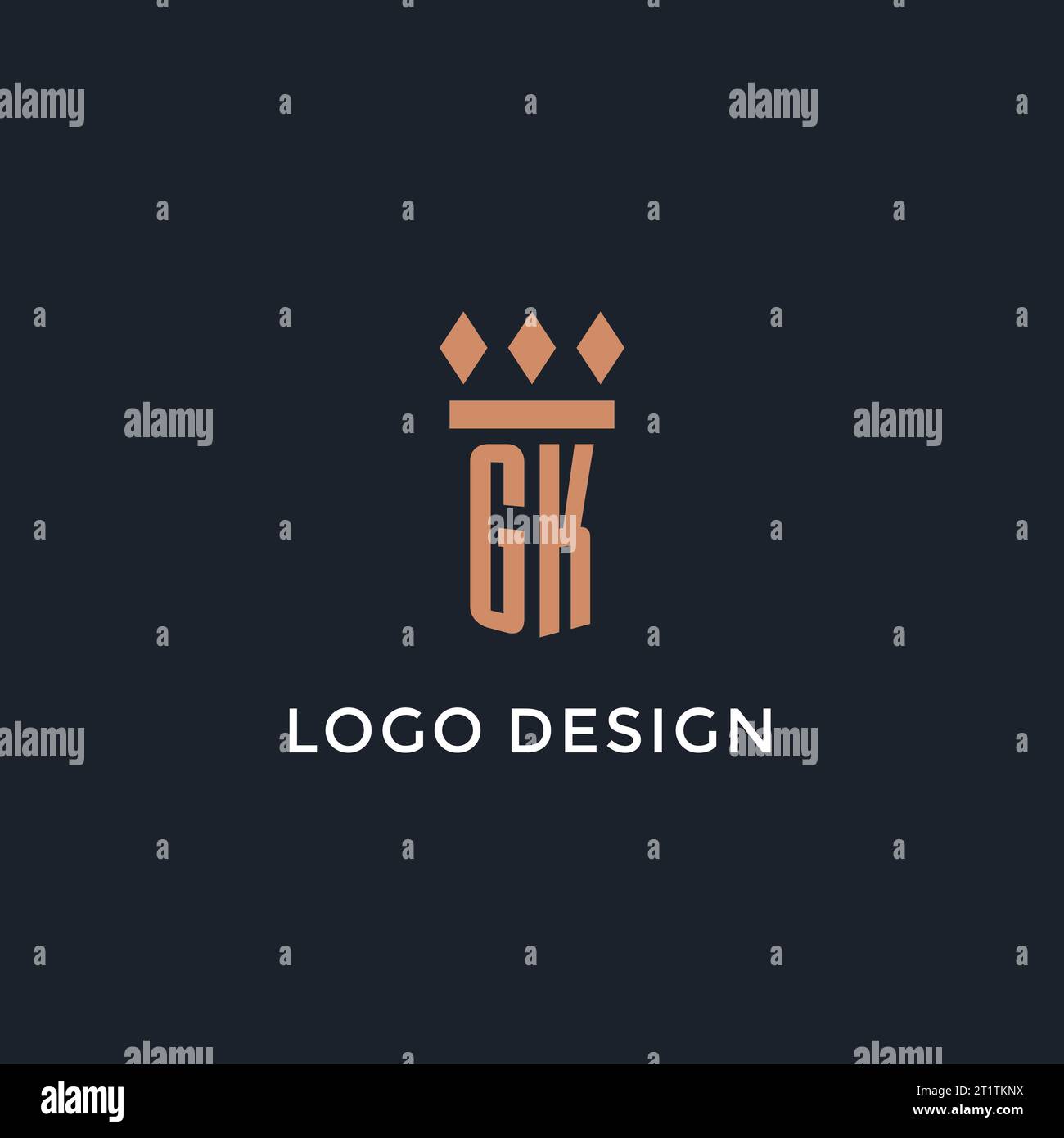 GK logo initial with pillar icon design, luxury monogram style logo for ...