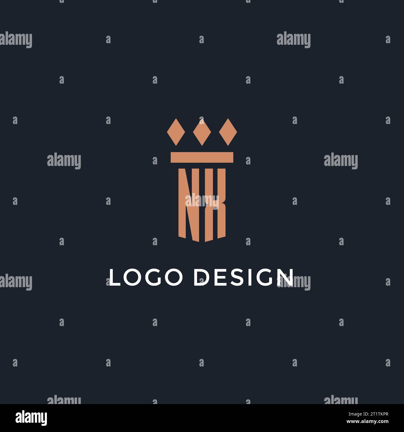 NX logo initial with pillar icon design, luxury monogram style logo for ...