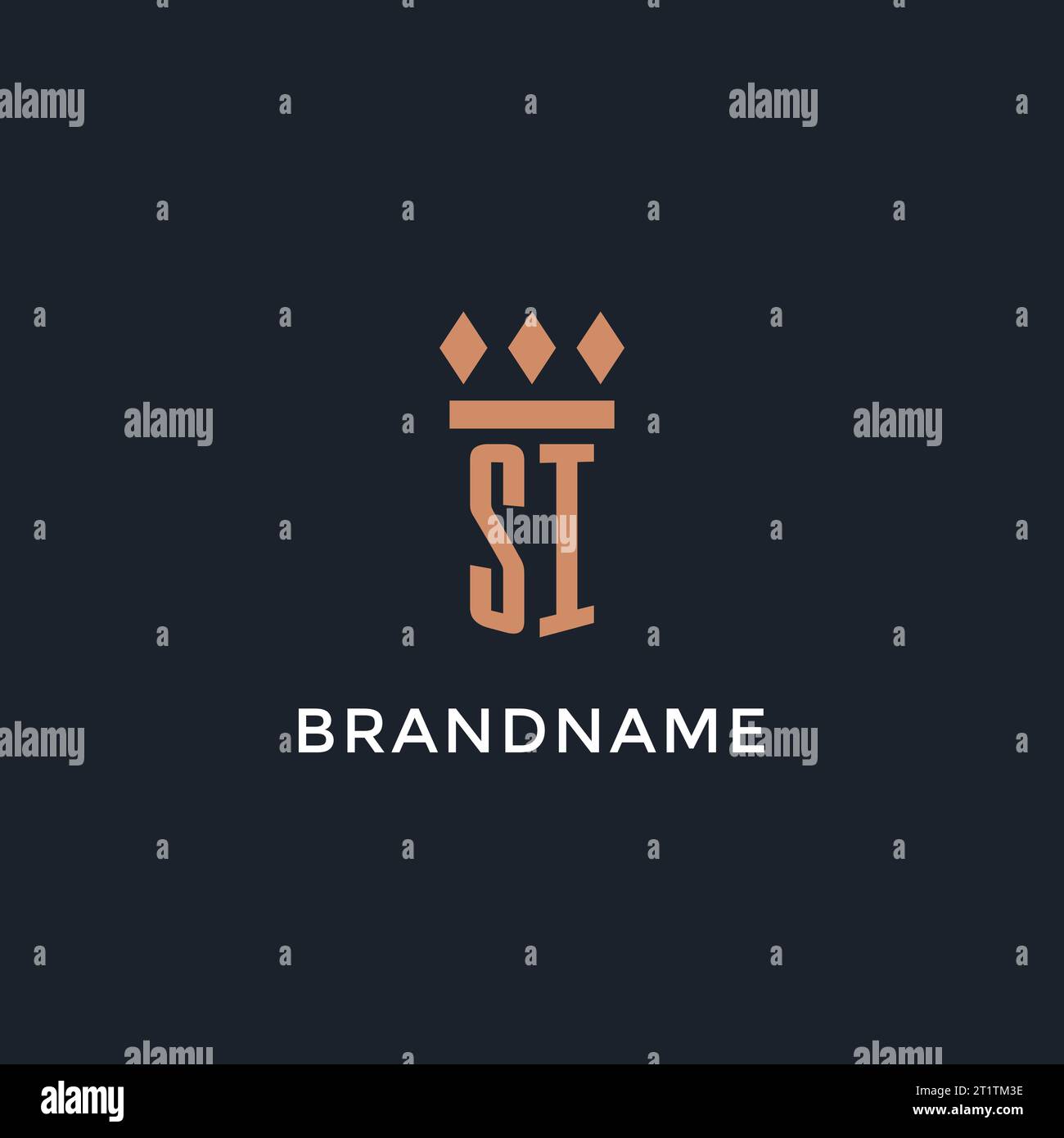 SI logo initial with pillar icon design, luxury monogram style logo for ...