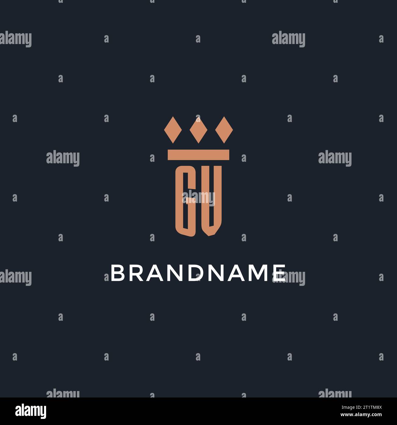 GV logo initial with pillar icon design, luxury monogram style logo for ...