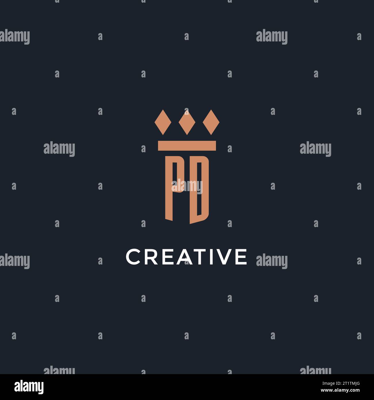 Pd Logo Initial With Pillar Icon Design Luxury Monogram Style Logo For