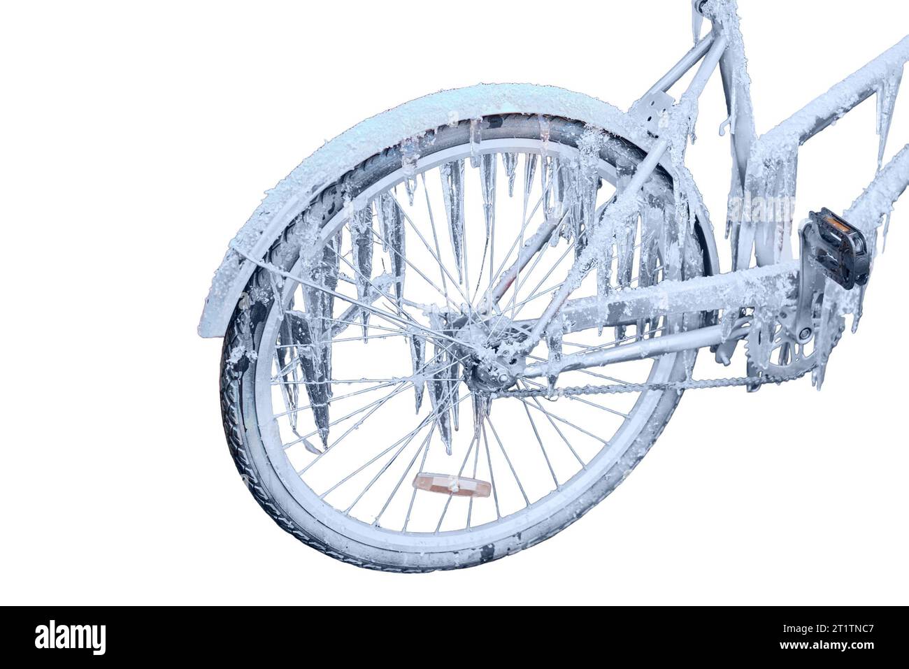Iced bike with icicles, isolated on a white background Stock Photo - Alamy