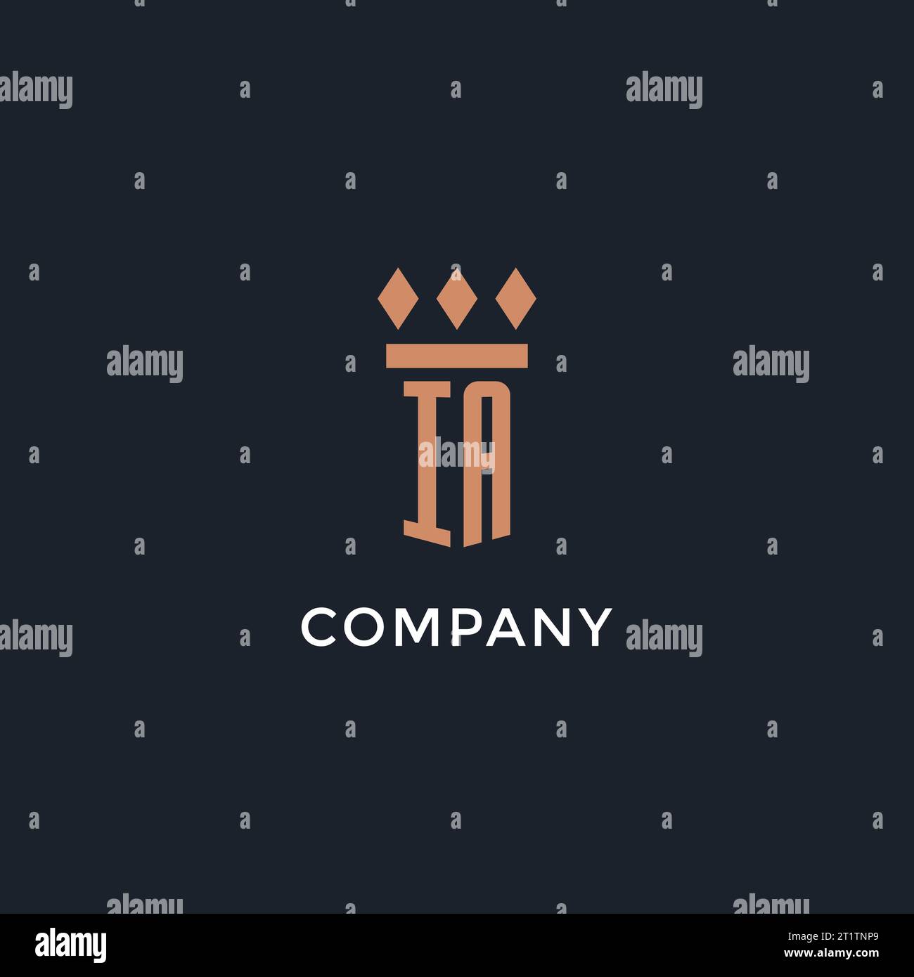 IA logo initial with pillar icon design, luxury monogram style logo for ...