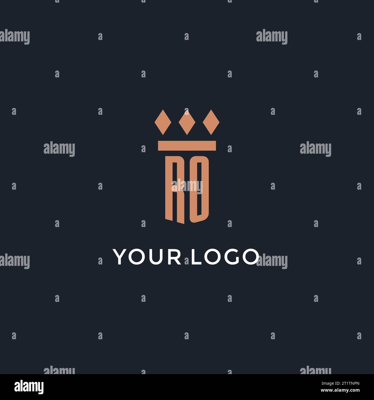 RO logo initial with pillar icon design, luxury monogram style logo for ...