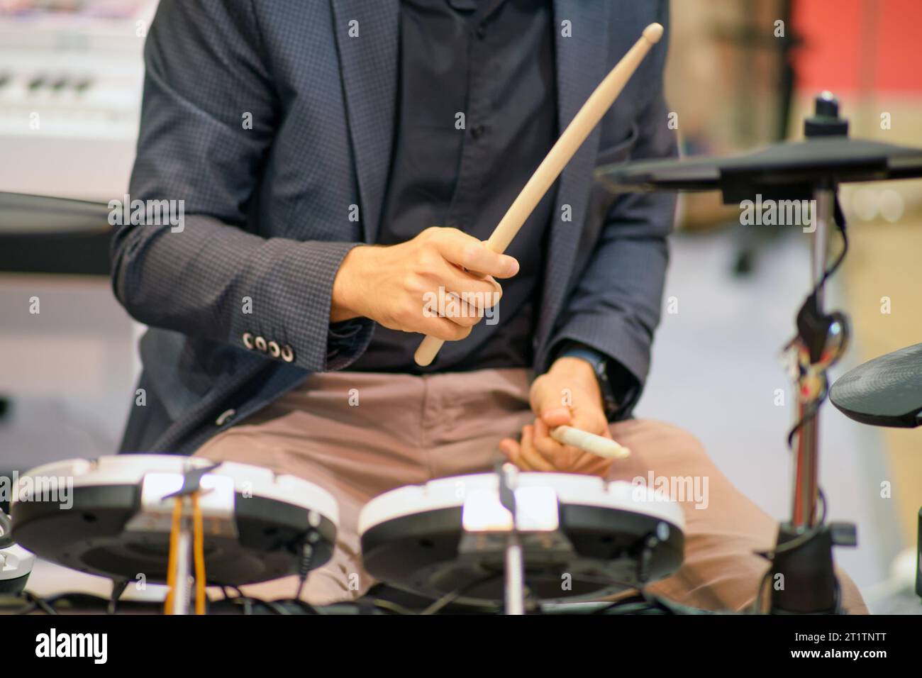 Hands playing drums drumsticks rock hi-res stock photography and images ...