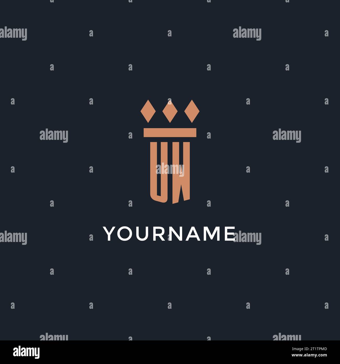 UW logo initial with pillar icon design, luxury monogram style logo for ...