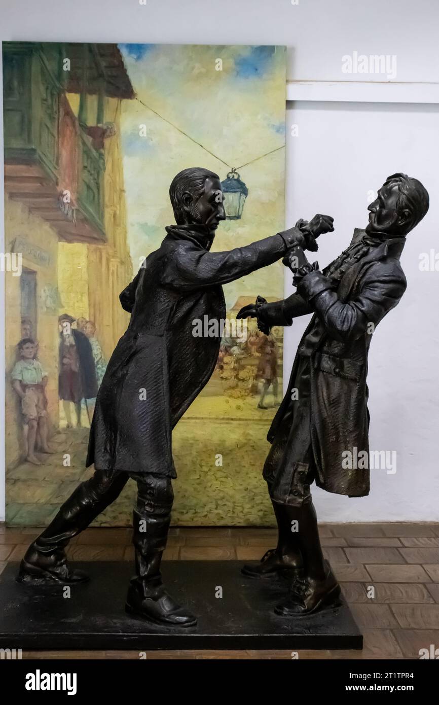 Bogota, Colombia - July 2nd 2023. Statue depicting the fight between ...