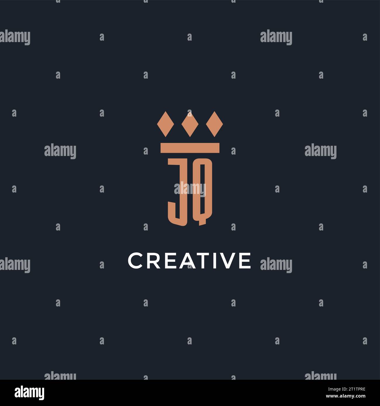 JQ logo initial with pillar icon design, luxury monogram style logo for ...