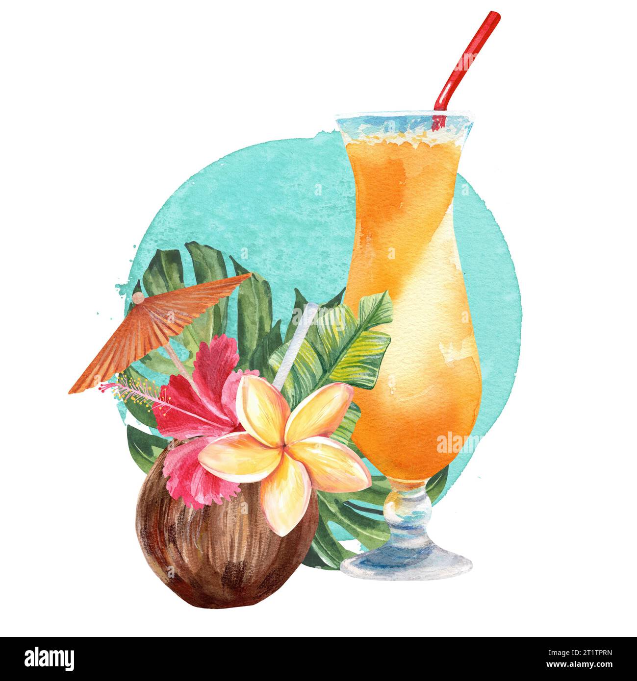 Summer vacation illustration set. Watercolor drawing. isolated object ...