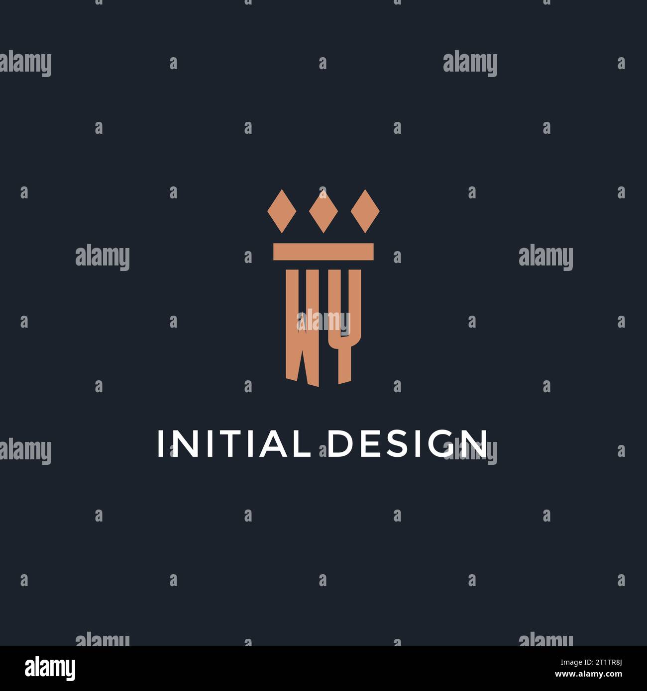 WY logo initial with pillar icon design, luxury monogram style logo for ...