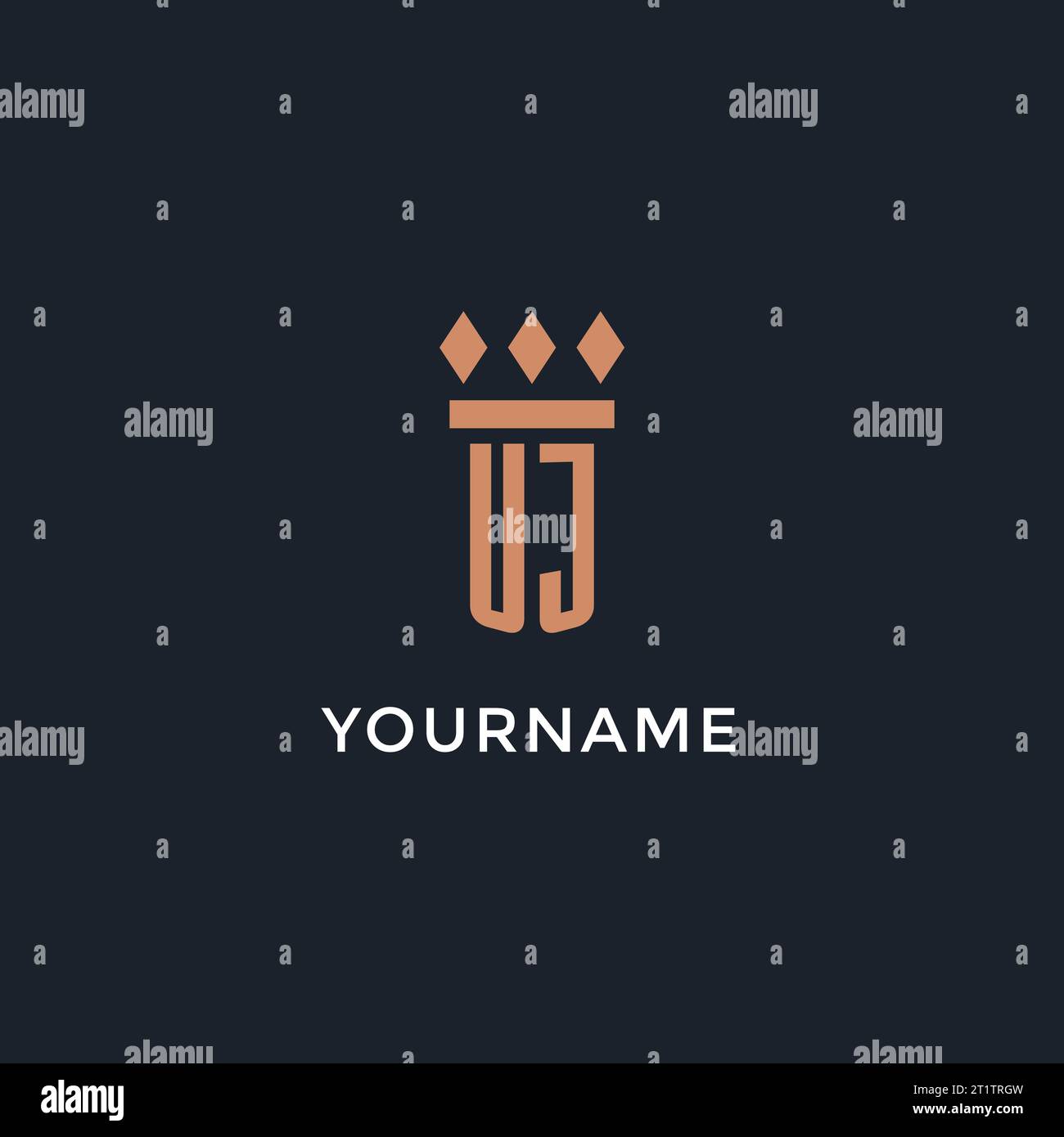 UJ logo initial with pillar icon design, luxury monogram style logo for ...