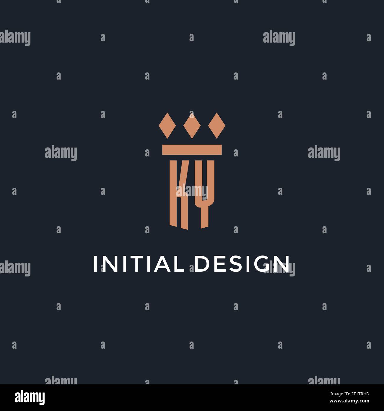 KY logo initial with pillar icon design, luxury monogram style logo for ...