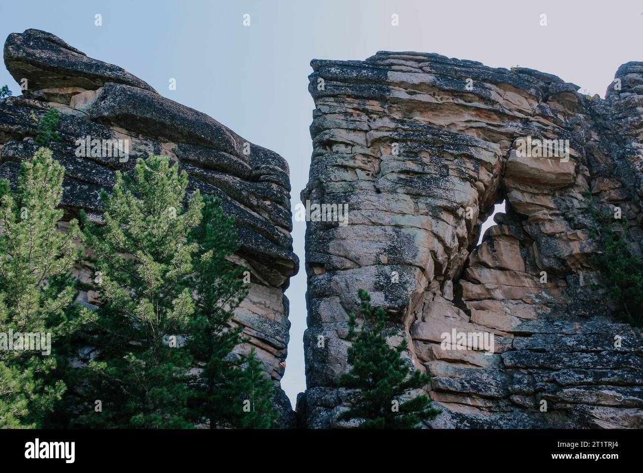 Two Amazing Syenite rocks igneous mountain formation, layers of magma ...