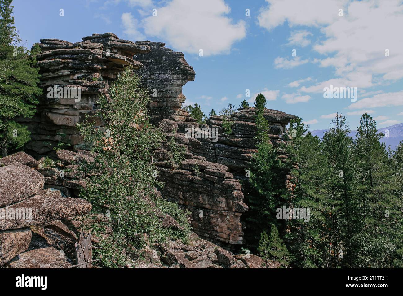 Tourist attraction and Climbing training area. Syenite rocks igneous ...
