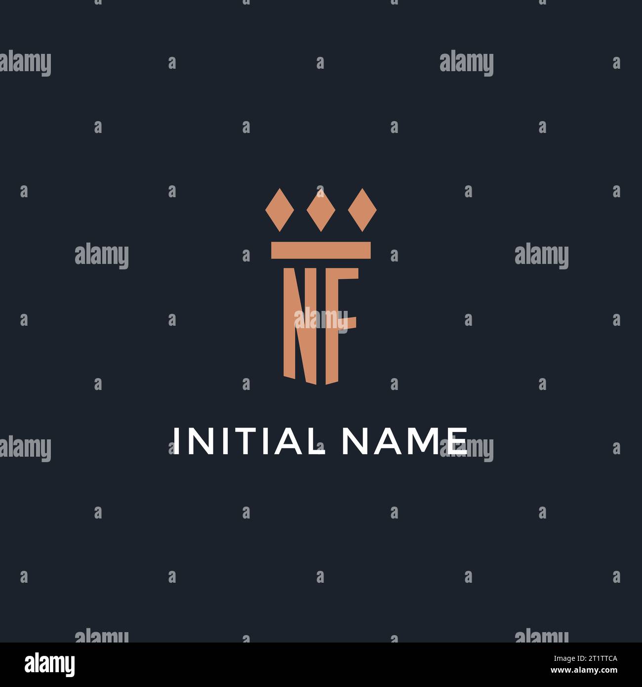 NF logo initial with pillar icon design, luxury monogram style logo for ...
