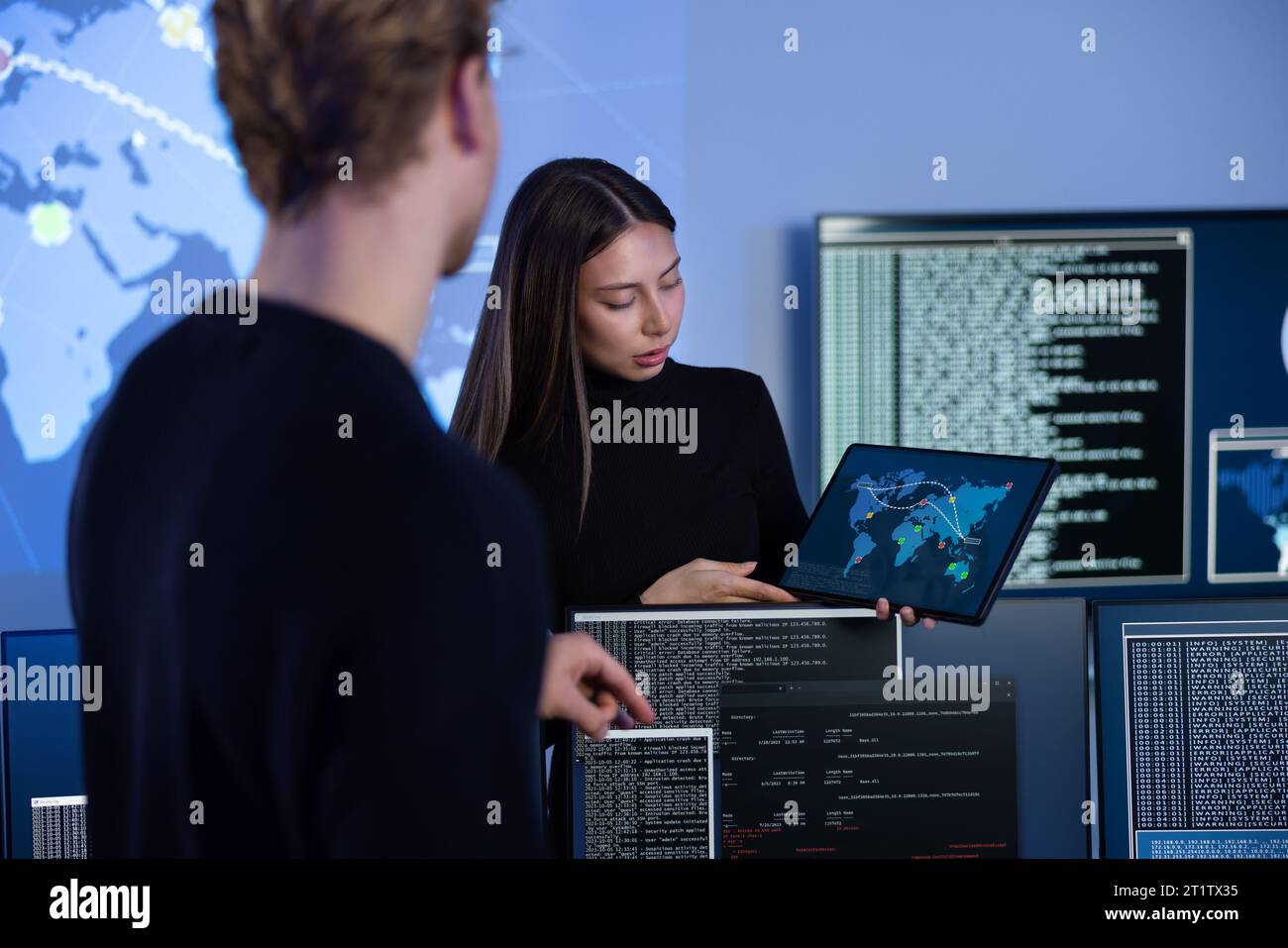Cyber security team working in a Cyber Security Operations Center SOC ...