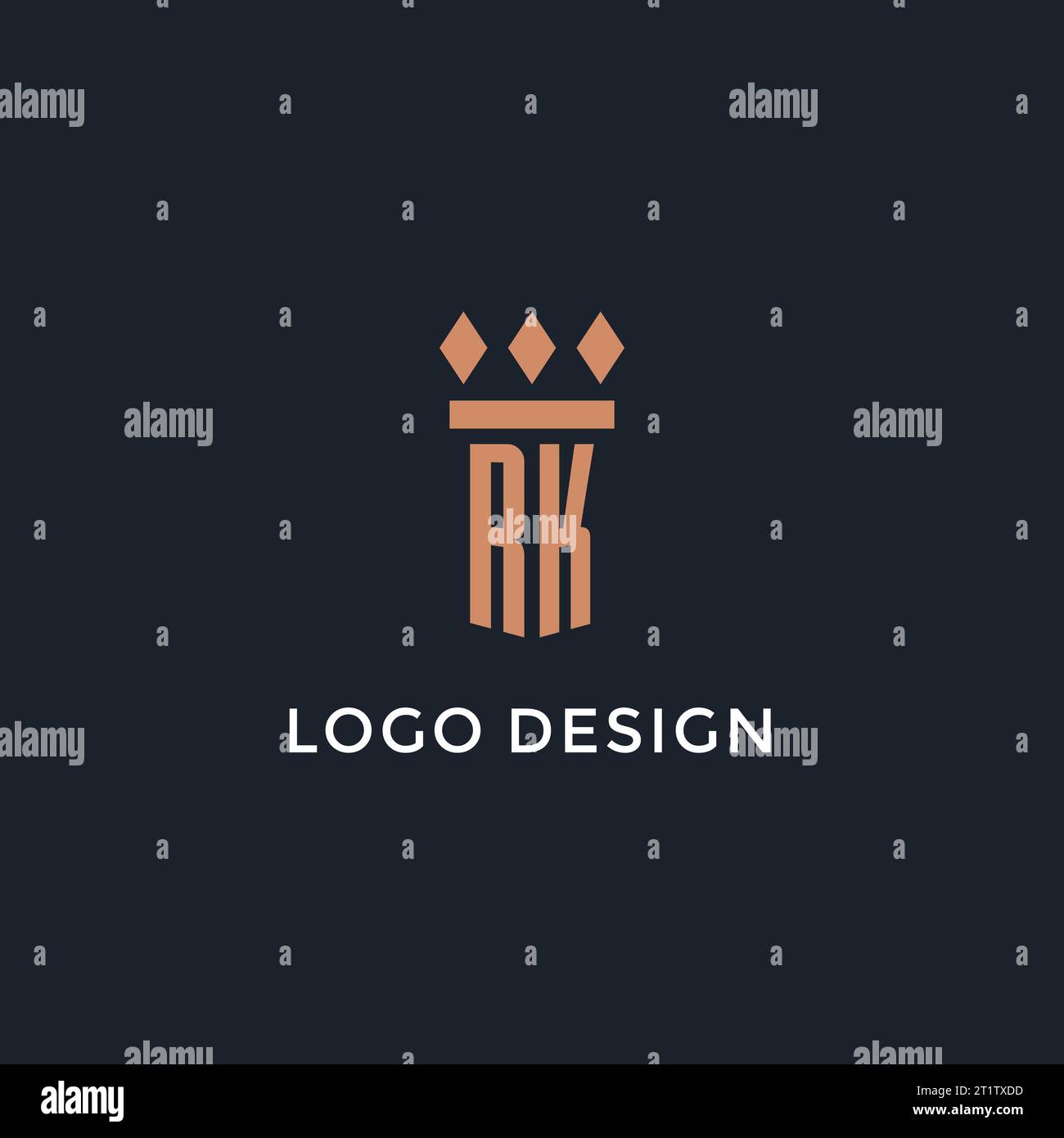 RK logo initial with pillar icon design, luxury monogram style logo for ...