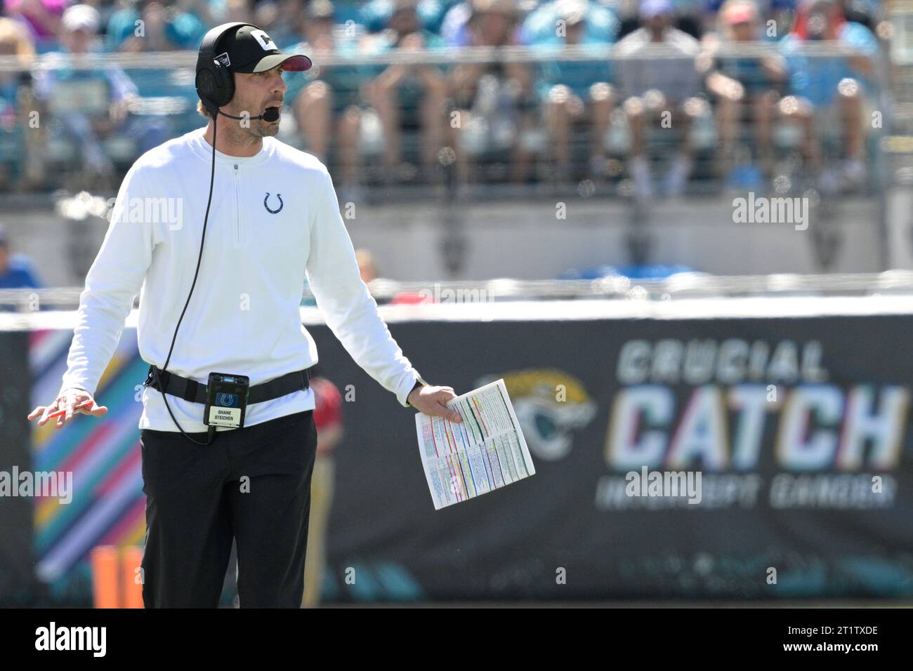 Indianapolis Colts head coach Shane Steichen reacts to a play against ...