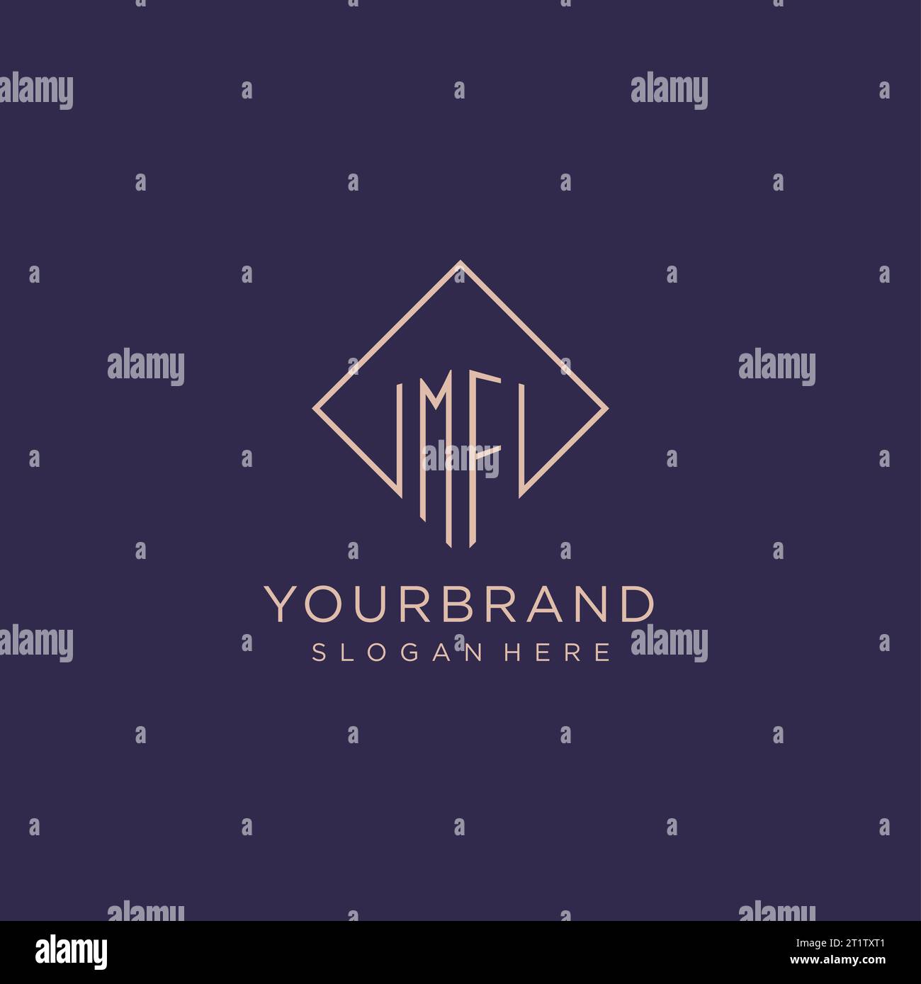 Initials MF logo monogram with rectangle style design vector graphic ...