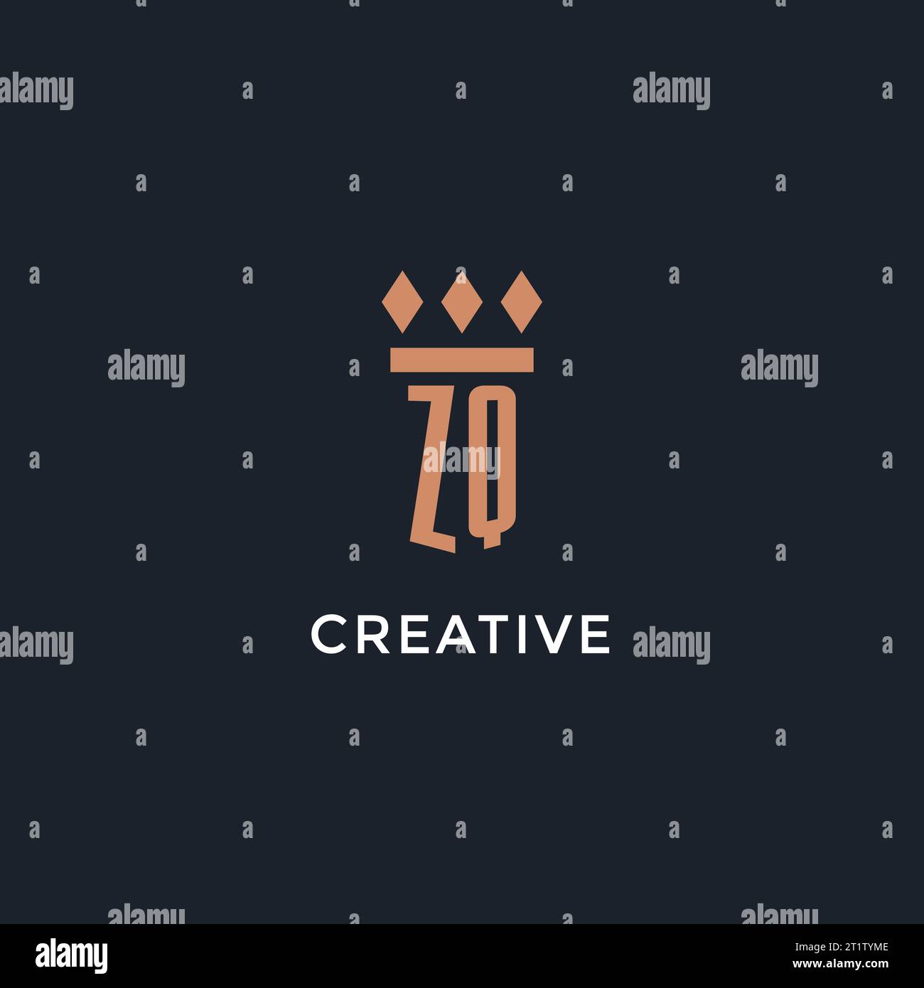 ZQ logo initial with pillar icon design, luxury monogram style logo for ...