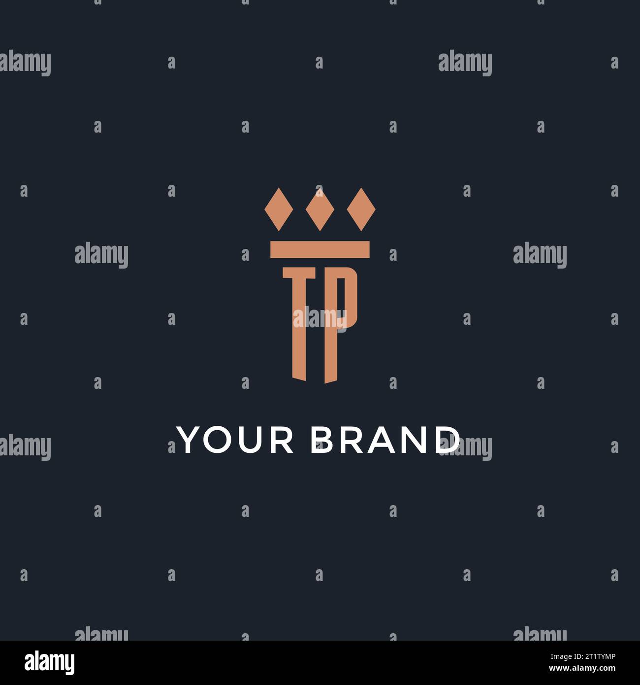 TP logo initial with pillar icon design, luxury monogram style logo for ...