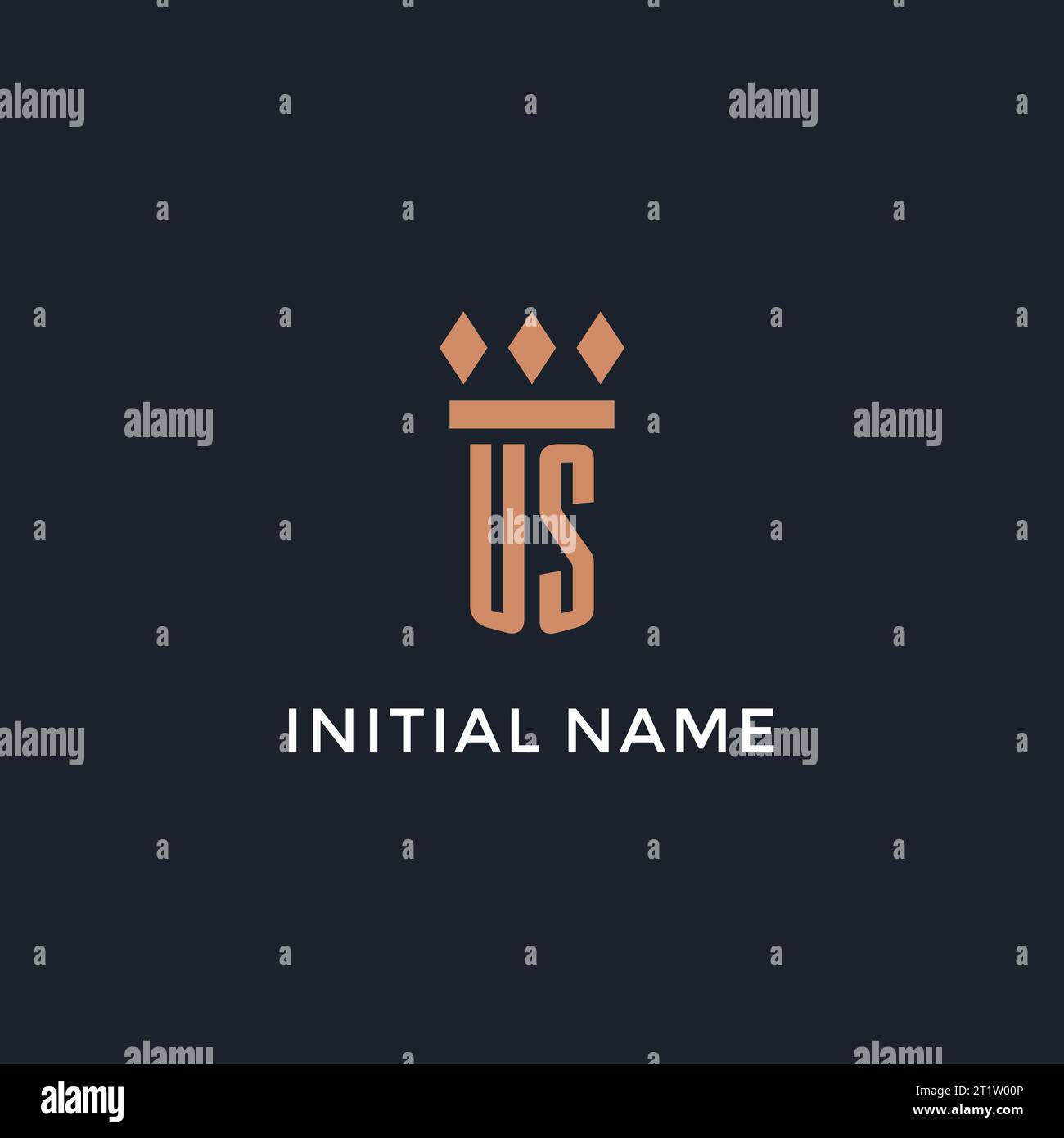 US logo initial with pillar icon design, luxury monogram style logo for law firm and attorney ...