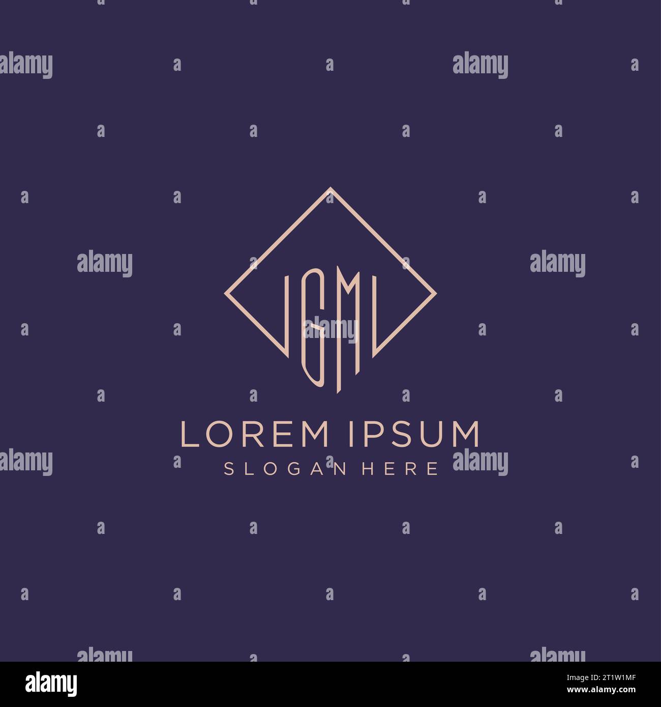 Initials GM logo monogram with rectangle style design vector graphic ...