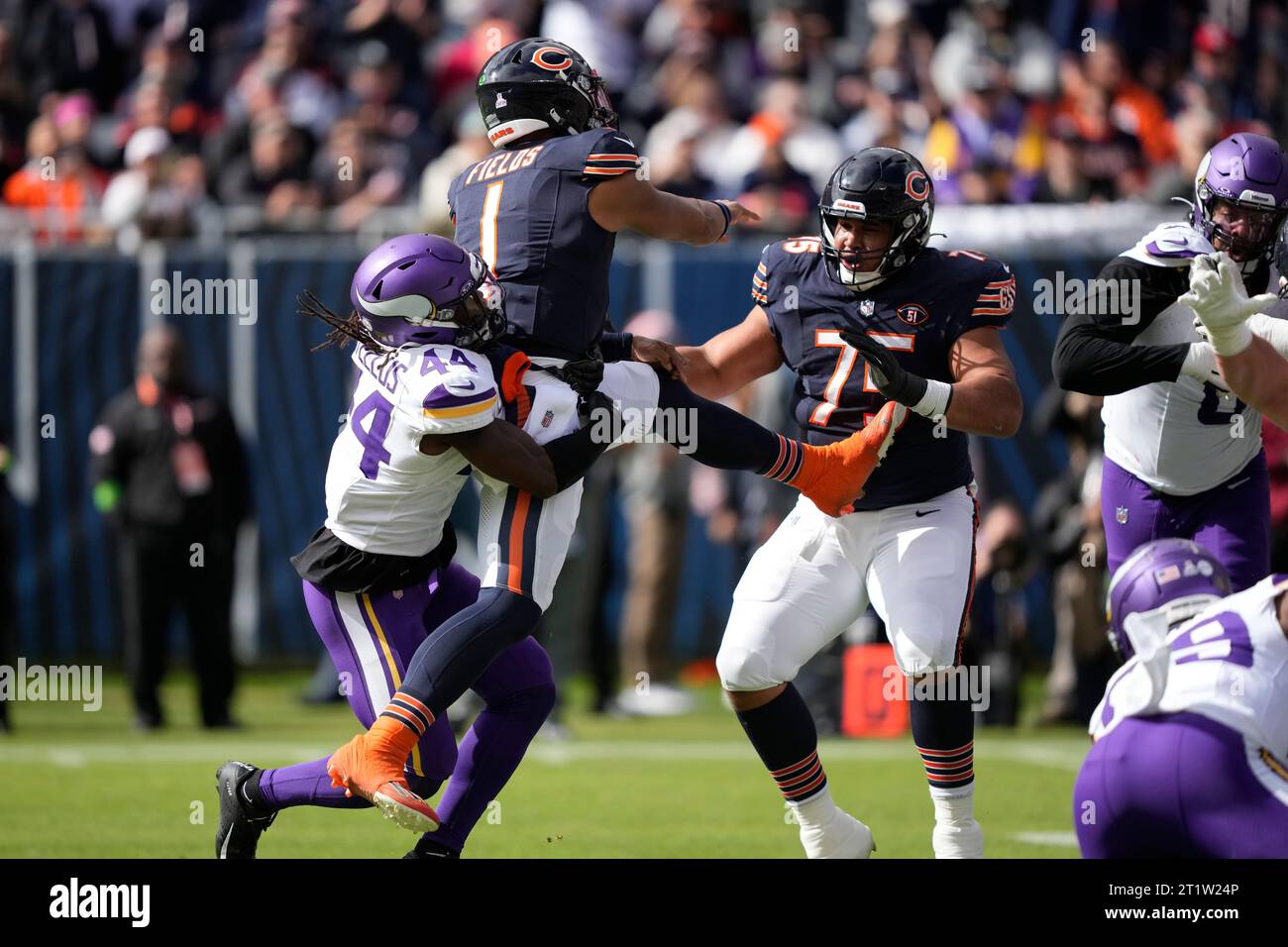 Minnesota Vikings safety Josh Metellus (44) tackles Chicago Bears ...