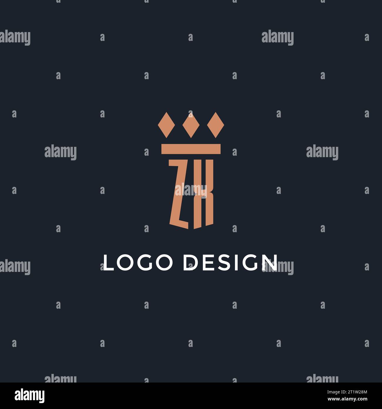 ZX logo initial with pillar icon design, luxury monogram style logo for law firm and attorney ...