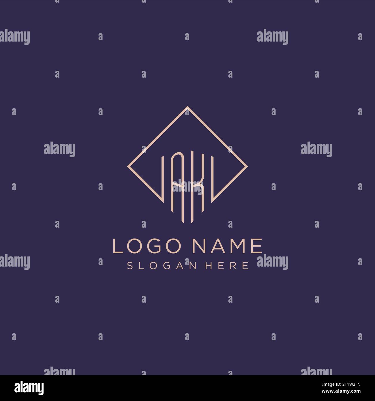 Initials AK logo monogram with rectangle style design vector graphic ...