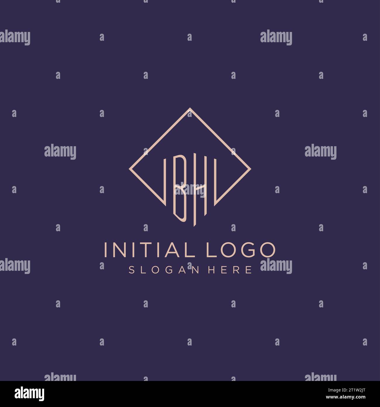 Initials BH logo monogram with rectangle style design vector graphic ...