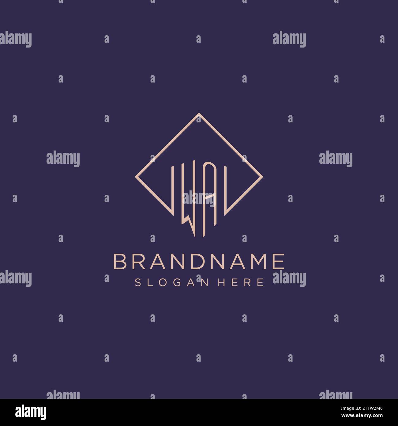 Initials WA logo monogram with rectangle style design vector graphic ...