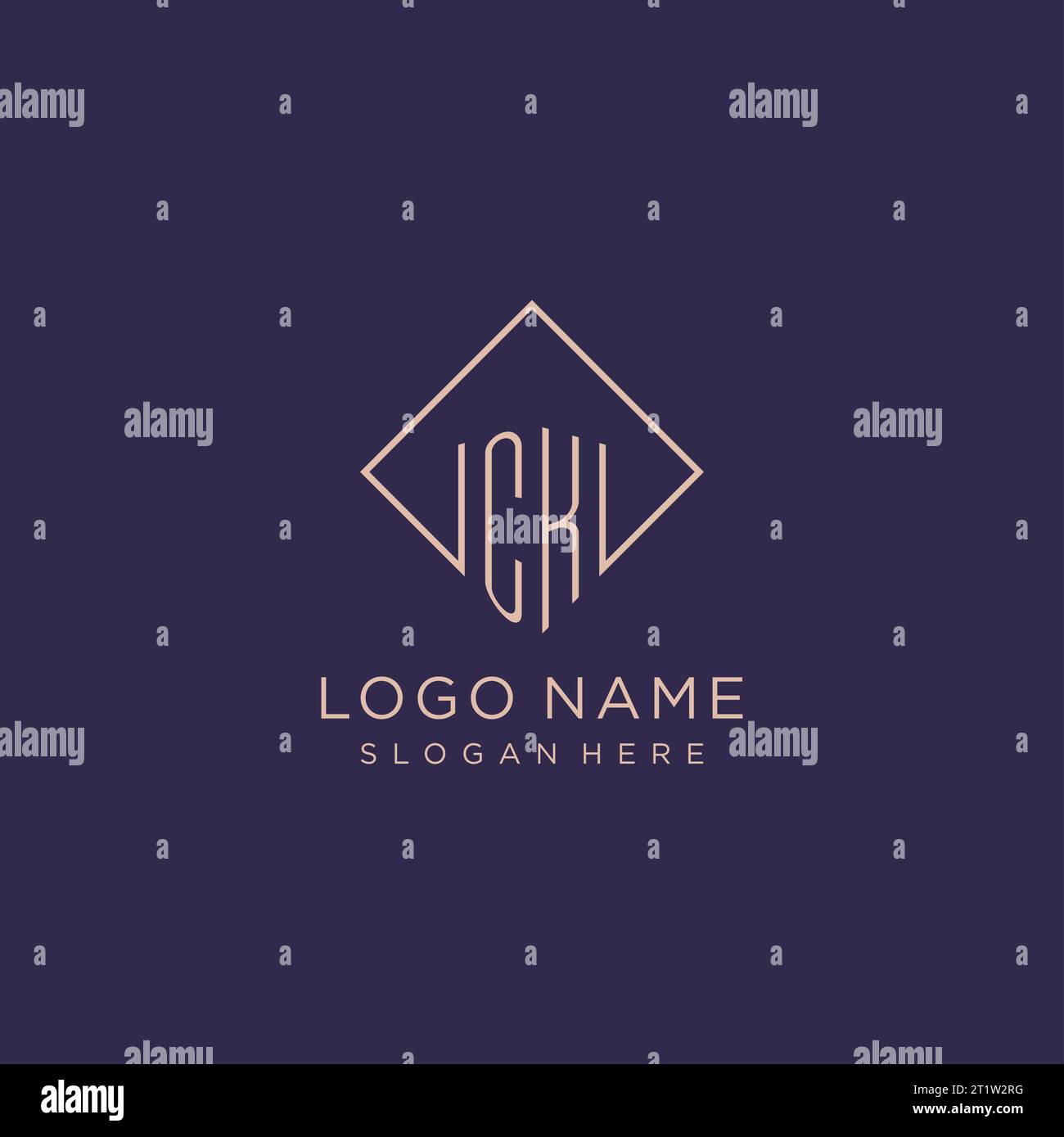 Initials CK logo monogram with rectangle style design vector graphic ...