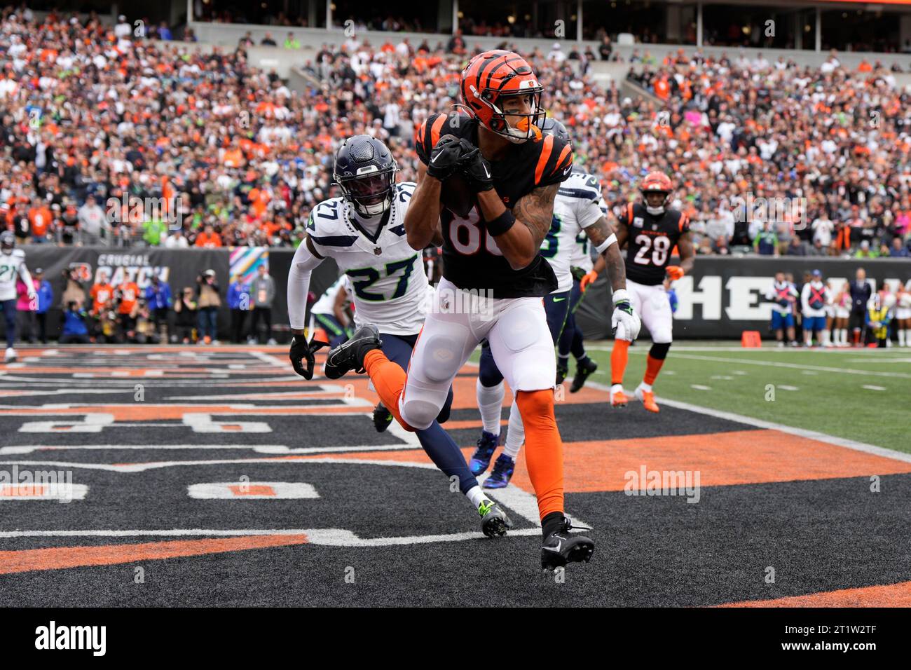 Cincinnati Bengals' Andrei Iosivas (80) makes a touchdown catch against ...
