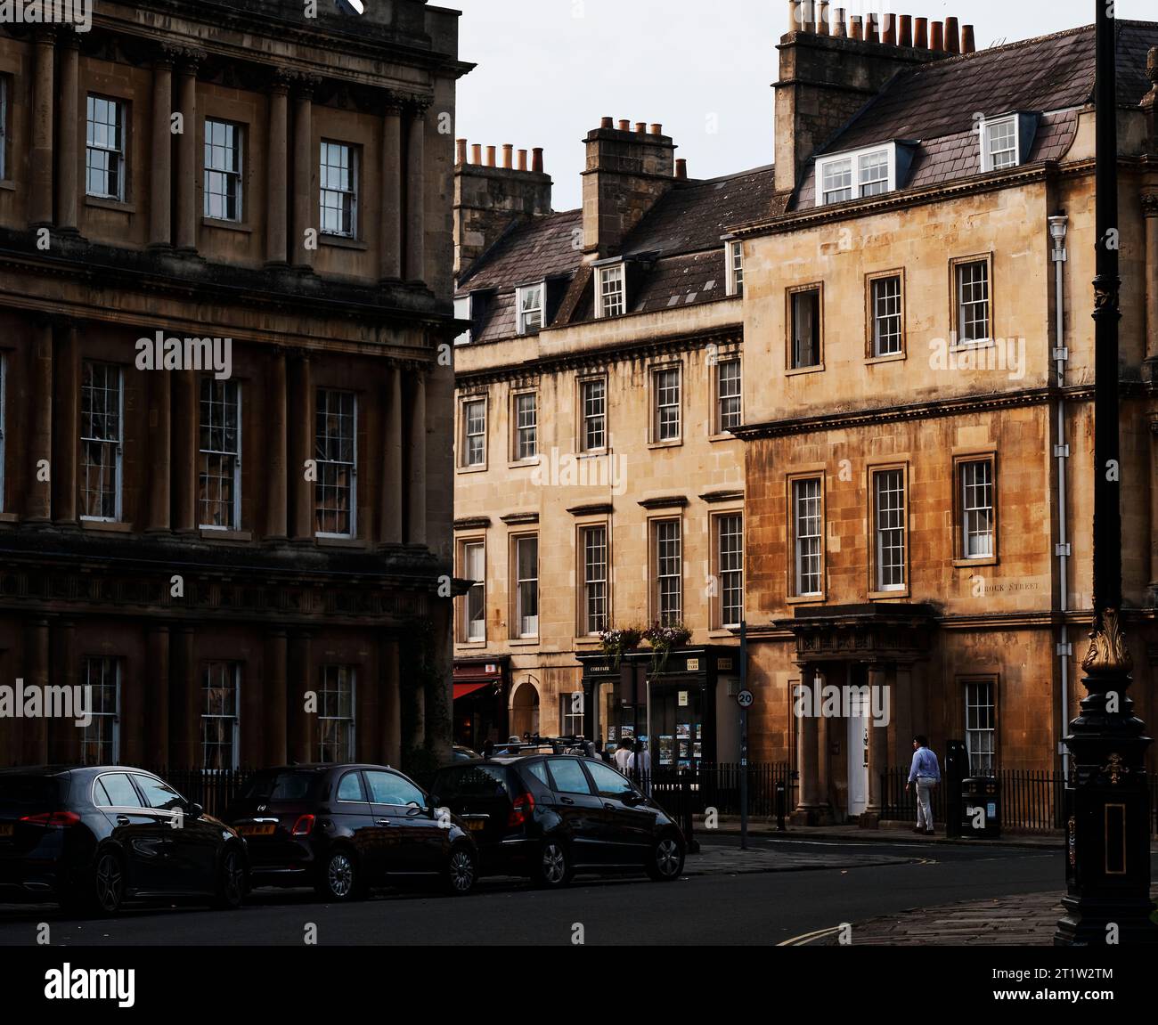 Georgian architecture and road leading from Bath circus into Brock ...