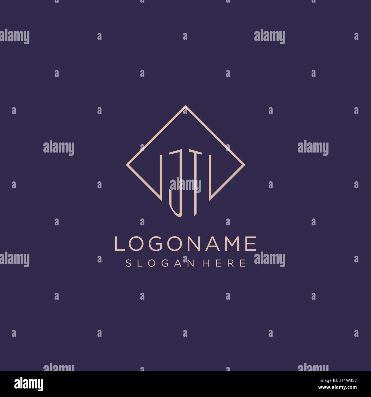 Initials JT logo monogram with rectangle style design vector graphic ...
