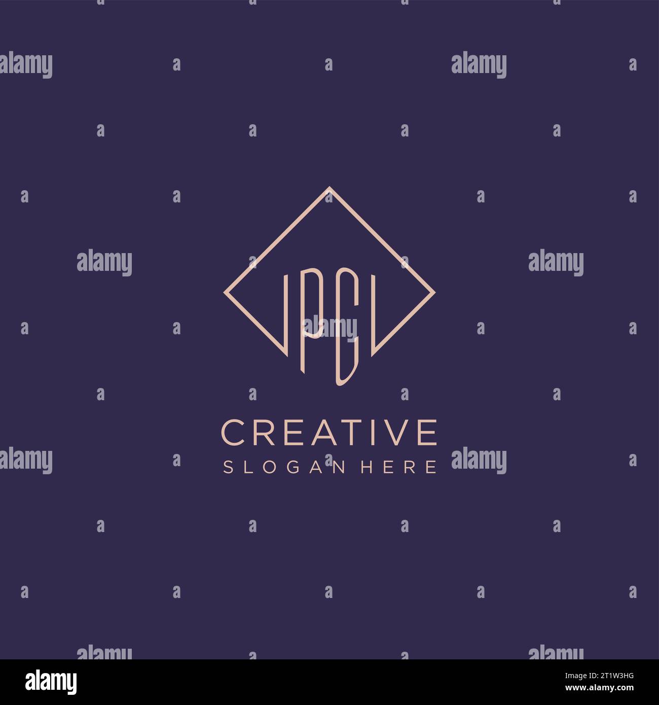Initials PC logo monogram with rectangle style design vector graphic ...