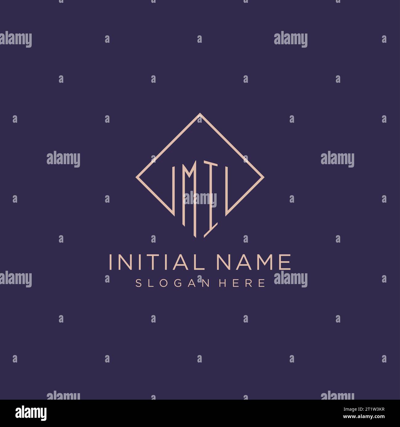 Initials MI logo monogram with rectangle style design vector graphic ...